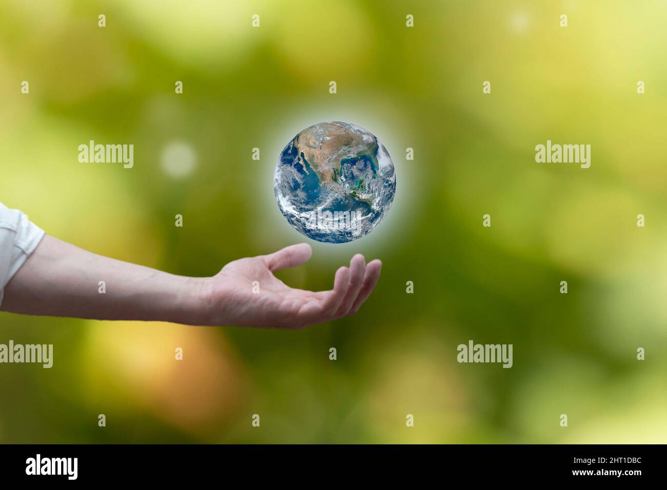 Hand with Earth. Environment, save clean planet, ecology concept ...
