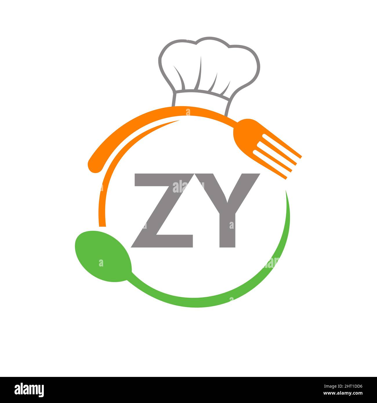 Letter ZY Restaurant Logo with Chef Hat Spoon And Fork Template ...
