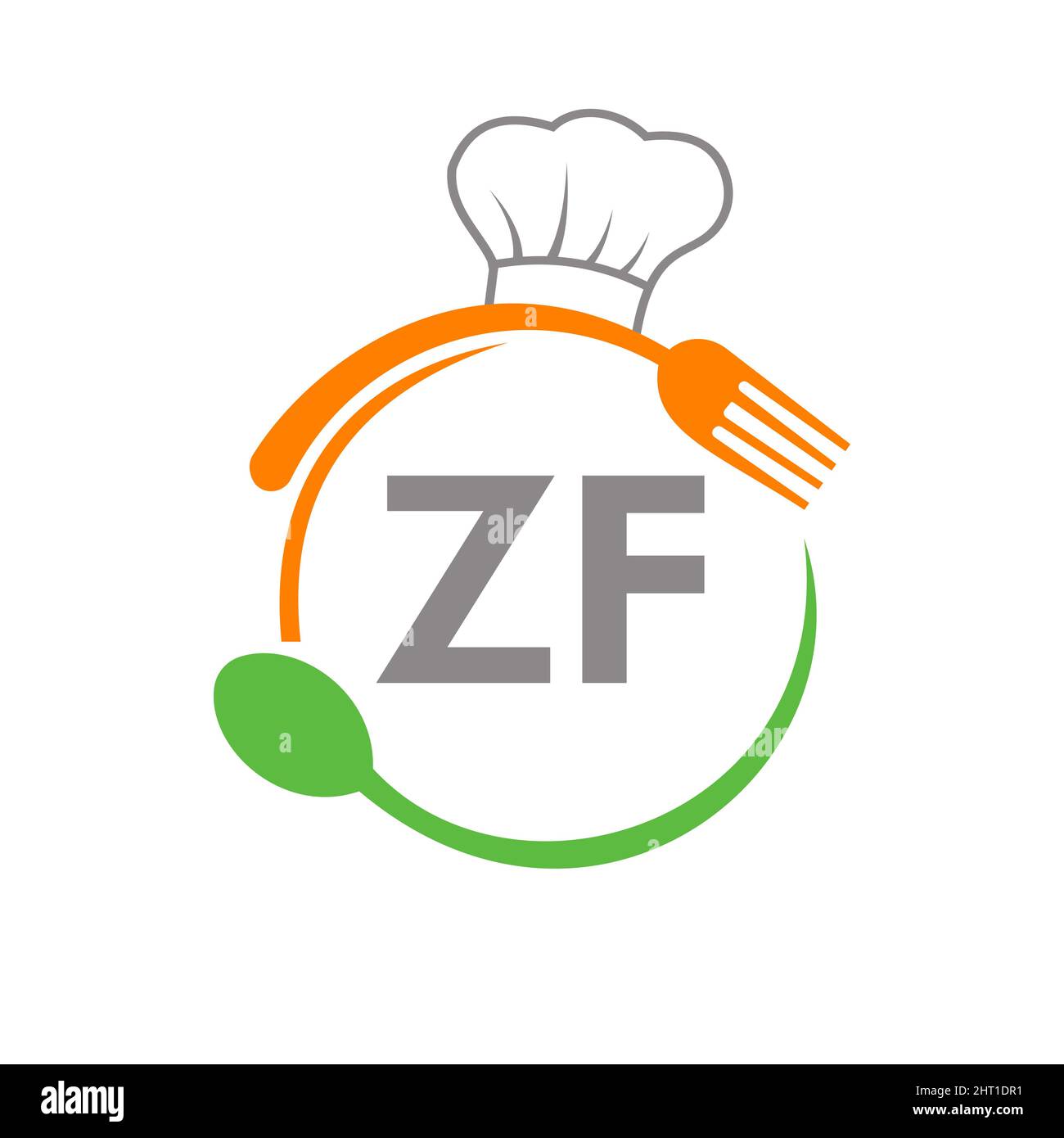 Letter ZF Restaurant Logo with Chef Hat Spoon And Fork Template ...