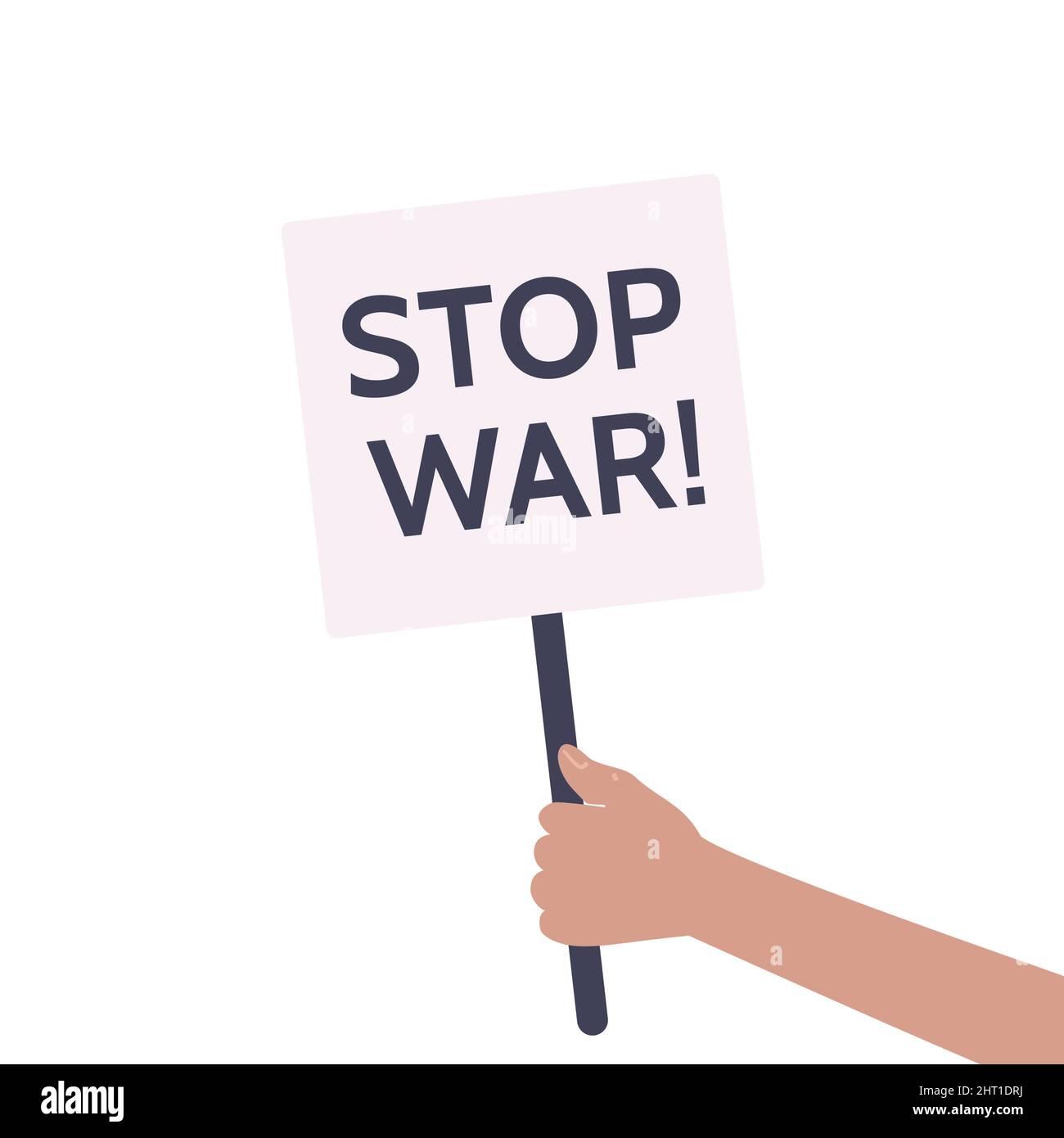 Stop war placard. Hand with protest campaign. Vector illustration Stock ...