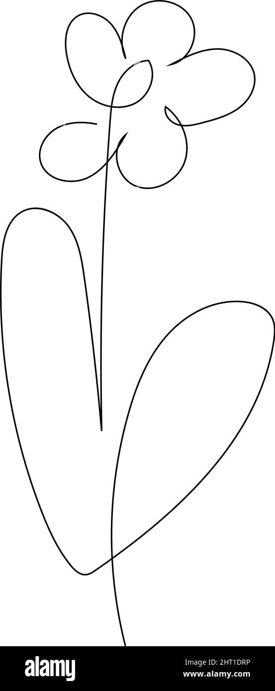 outline one line spring flower doodle handdrawn Stock Vector Image ...