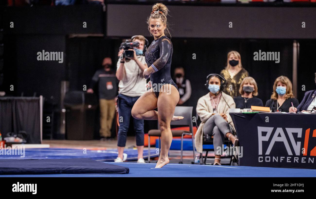 Corvallis, USA. 25th Feb, 2022. OSU's Madi Dagen took third on floor ...