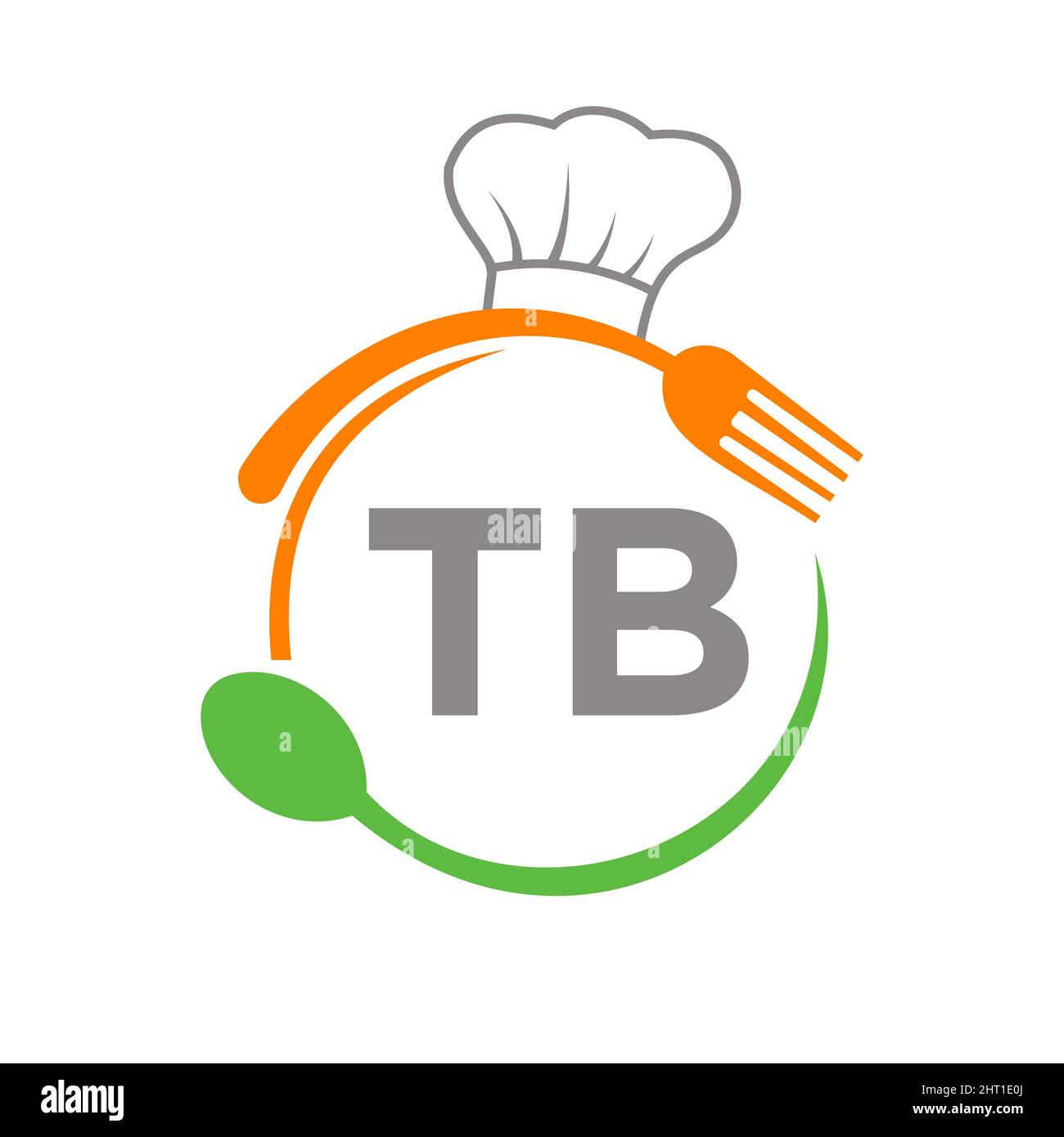 Letter TB Restaurant Logo with Chef Hat Spoon And Fork Template ...
