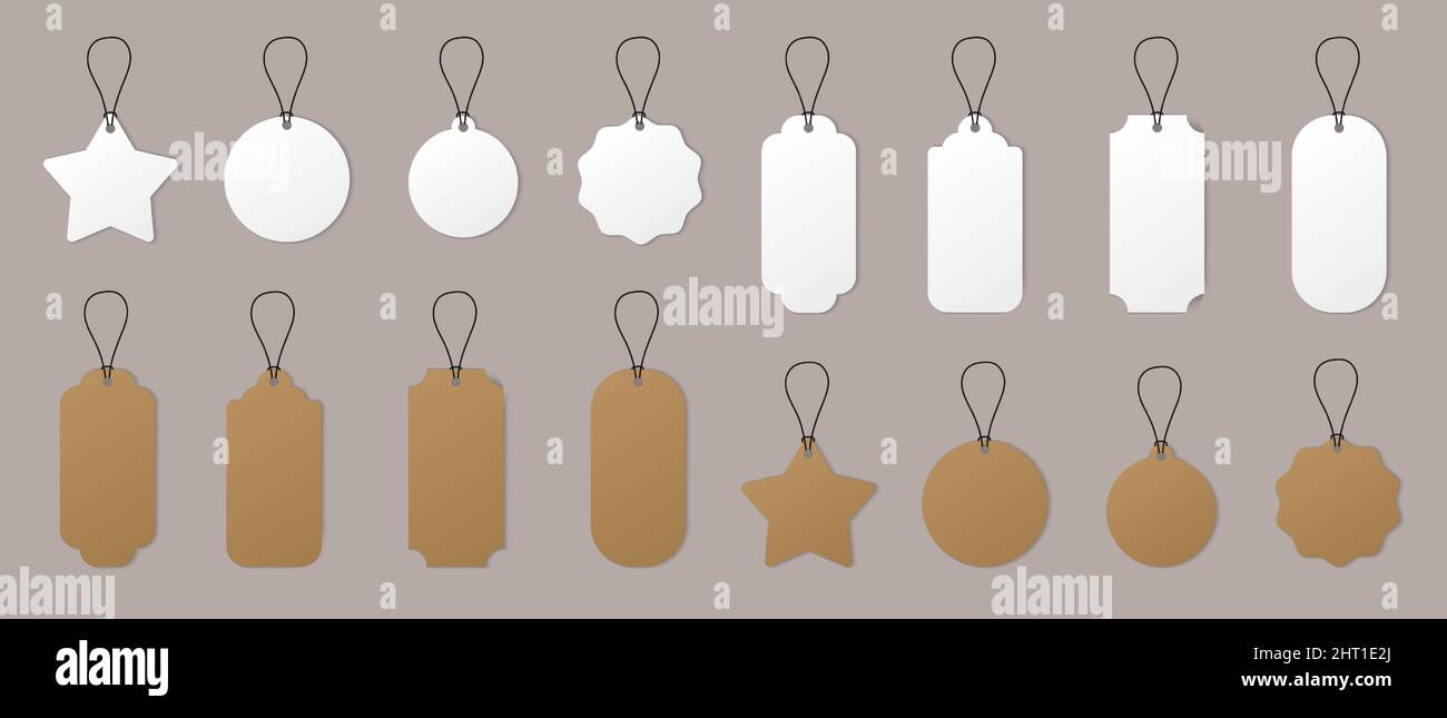 Empty white price tag label. Paper realistic card sale badge. Vector ...