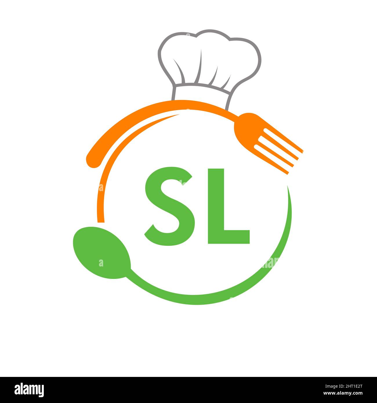 Letter SL Restaurant Logo with Chef Hat Spoon And Fork Template ...