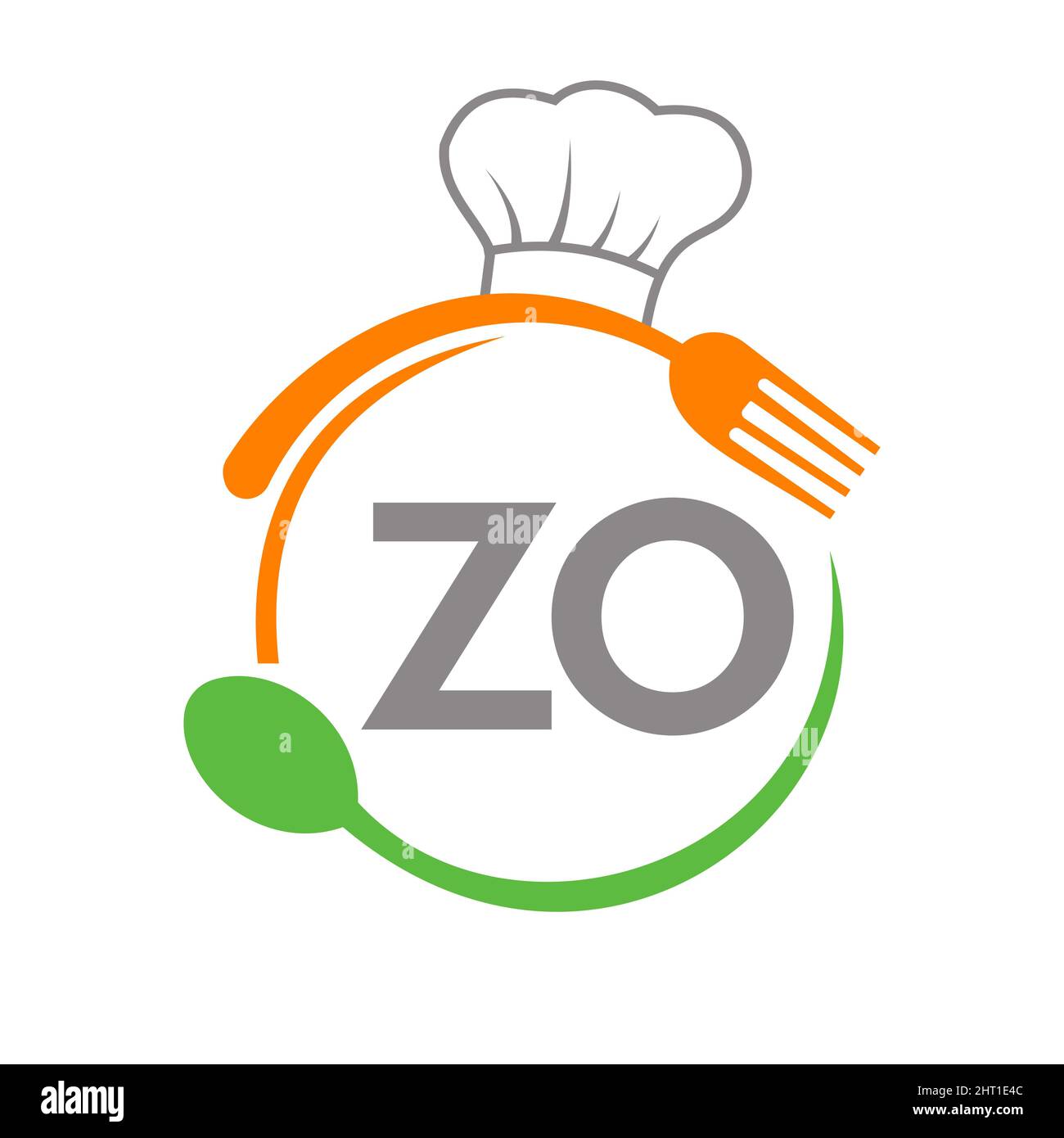 Letter ZO Restaurant Logo with Chef Hat Spoon And Fork Template ...