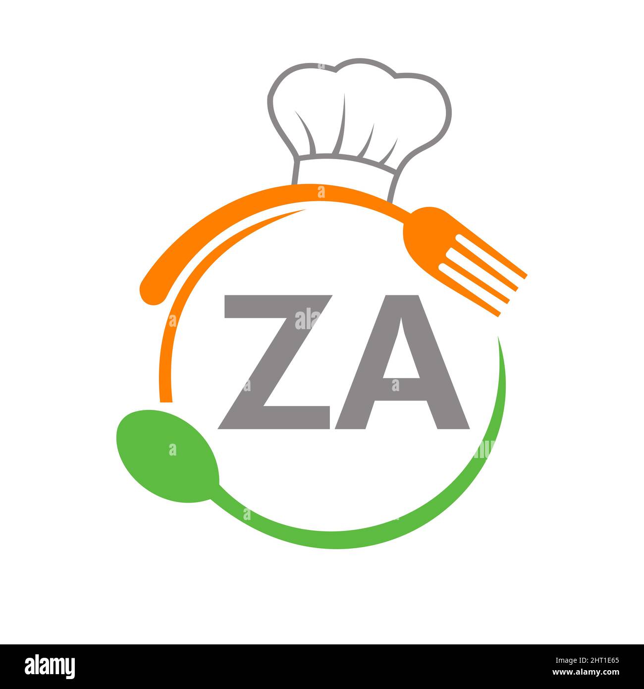 Letter ZA Restaurant Logo with Chef Hat Spoon And Fork Template ...