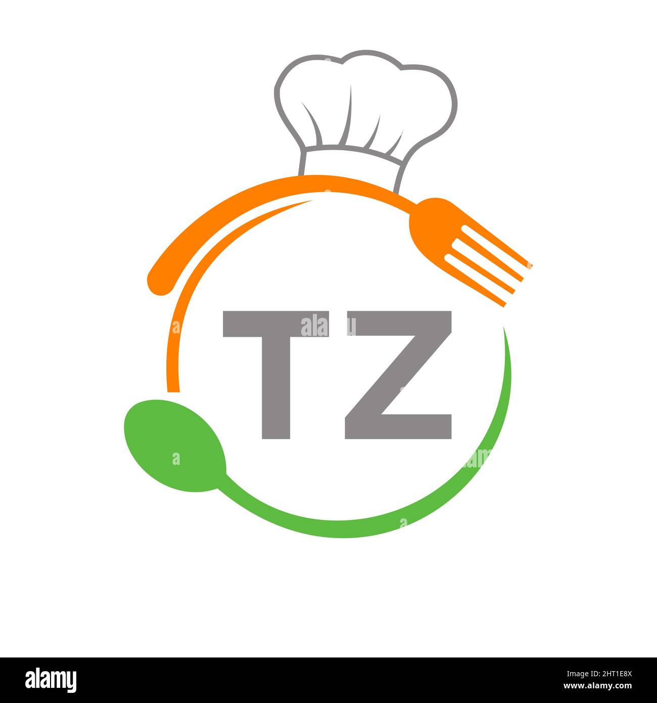 Letter TZ Restaurant Logo with Chef Hat Spoon And Fork Template ...