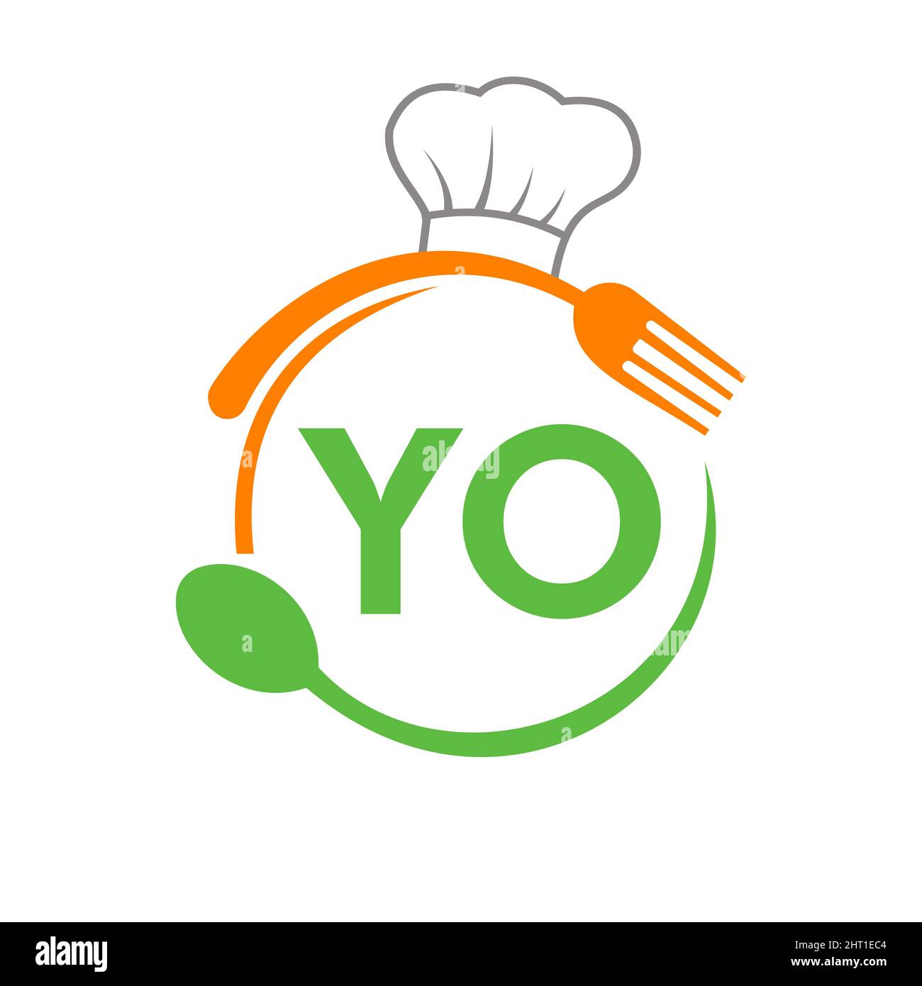 Letter YO Restaurant Logo with Chef Hat Spoon And Fork Template ...