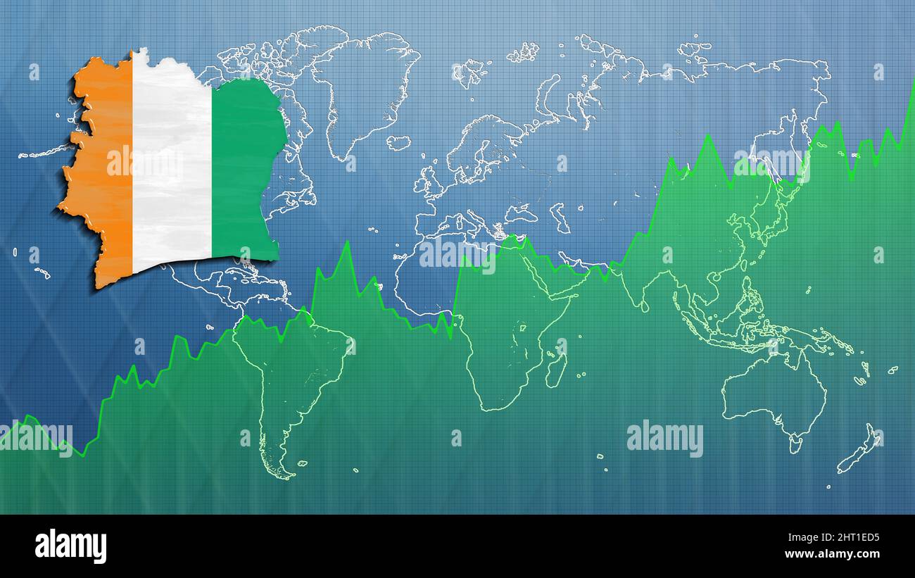Map of Ivory Coast, financial success, economy growth Stock Photo - Alamy