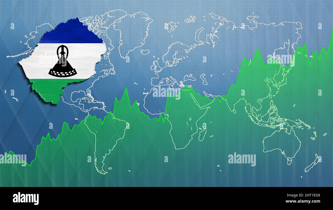 Map of Lesotho, financial success, economy growth Stock Photo - Alamy