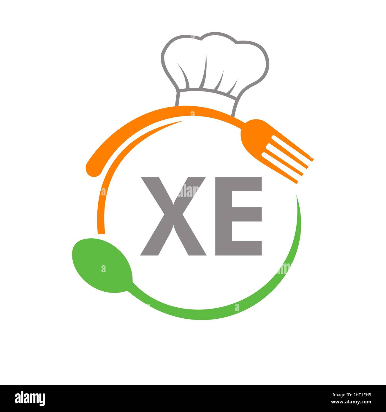 Letter XE Restaurant Logo with Chef Hat Spoon And Fork Template ...