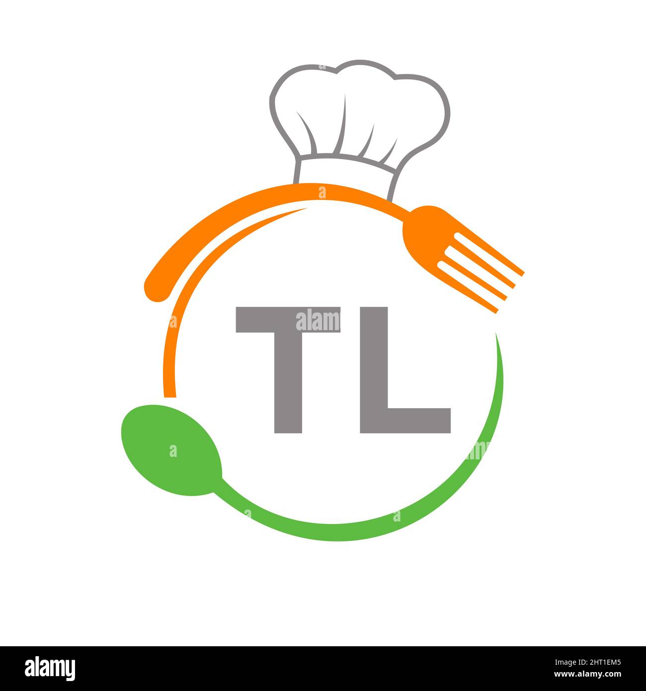 Letter TL Restaurant Logo with Chef Hat Spoon And Fork Template ...