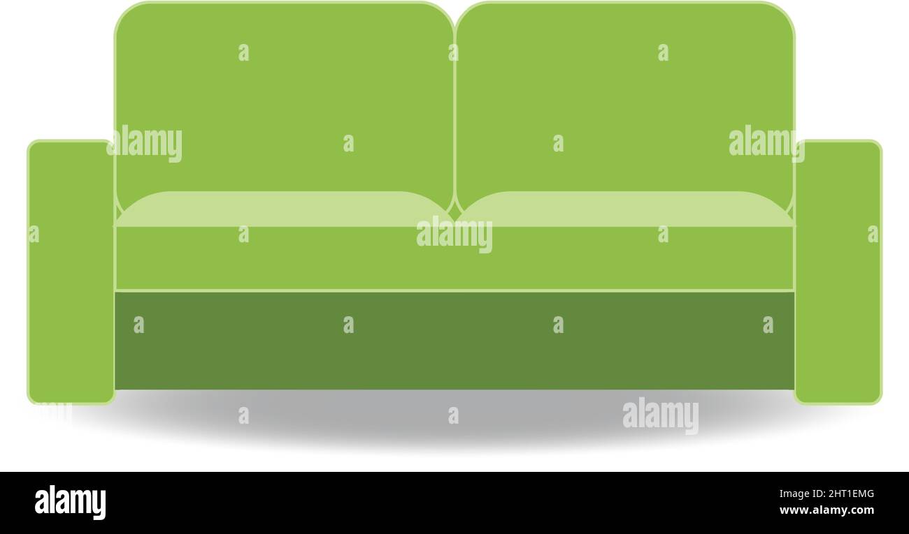 home element Sofa and couch green colorful cartoon illustration vector ...