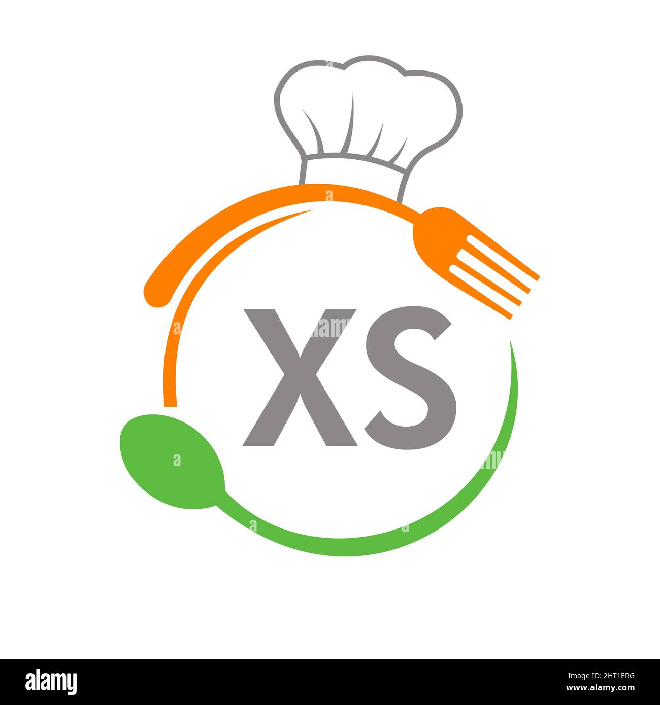 Letter XS Restaurant Logo with Chef Hat Spoon And Fork Template ...