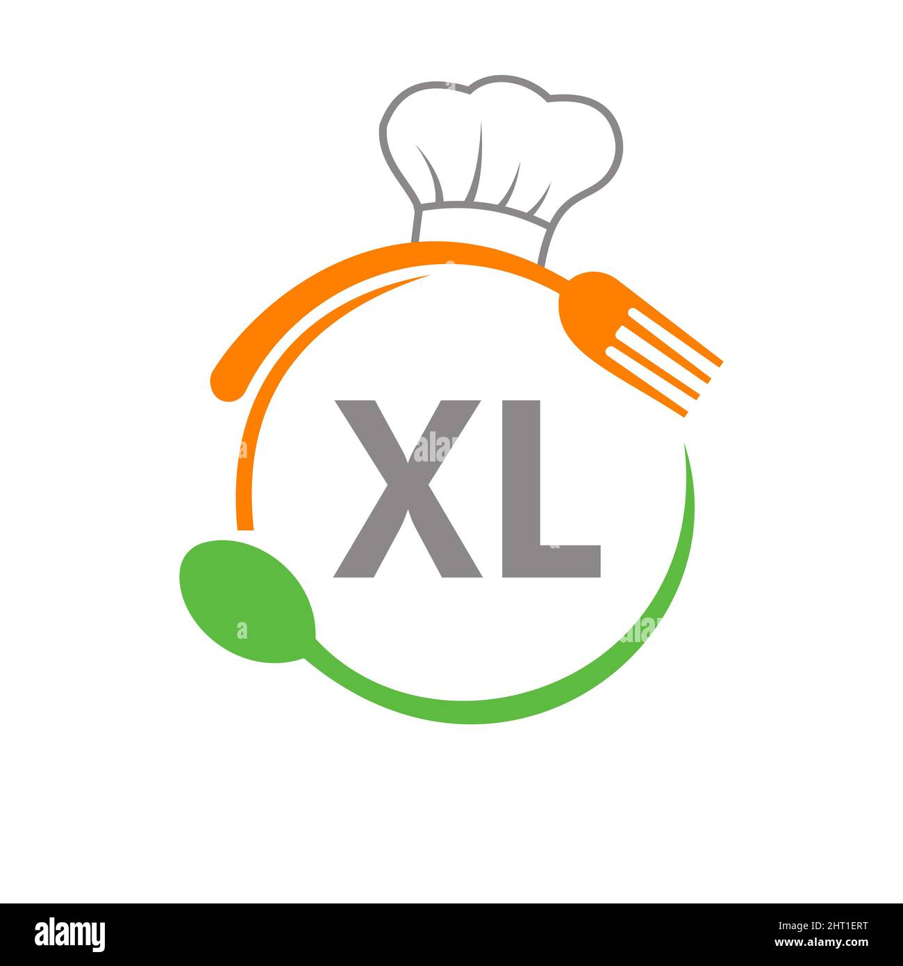 Letter XL Restaurant Logo with Chef Hat Spoon And Fork Template ...