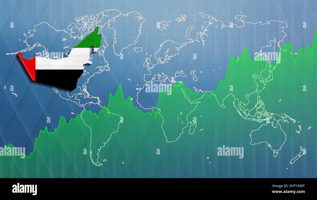Map of United Arab Emirates, financial success, economy growth Stock ...