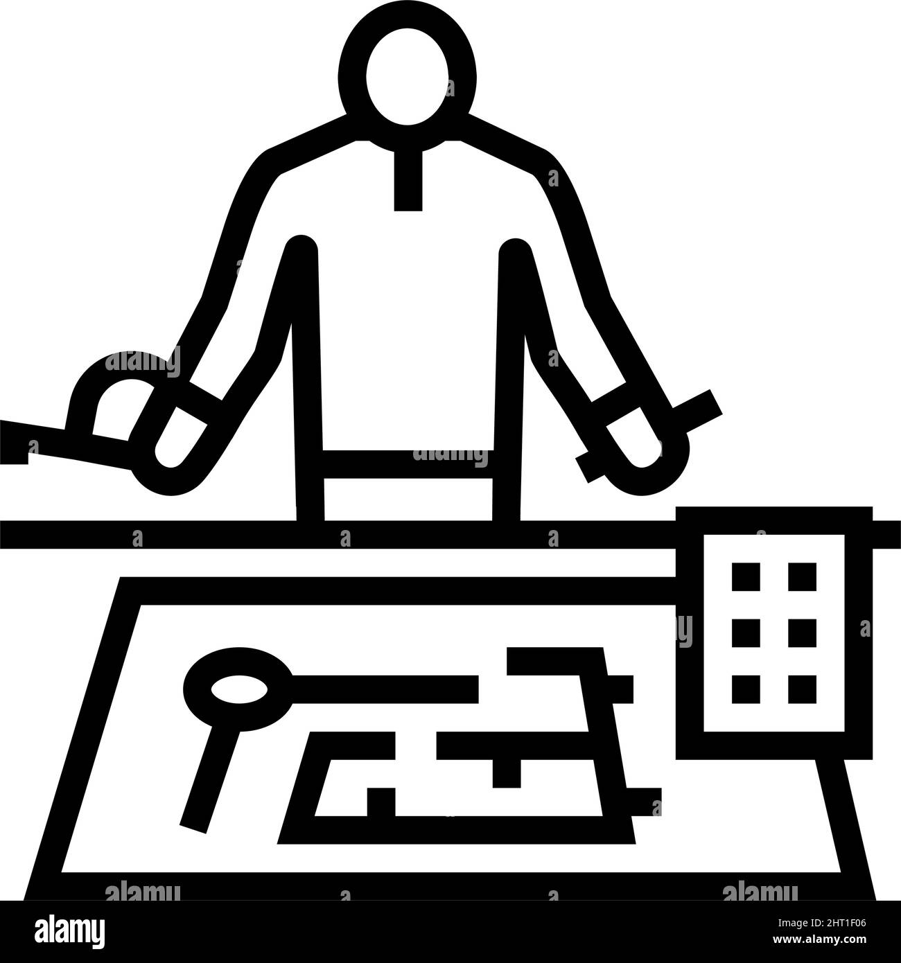 engineer worker line icon vector illustration Stock Vector Image & Art ...