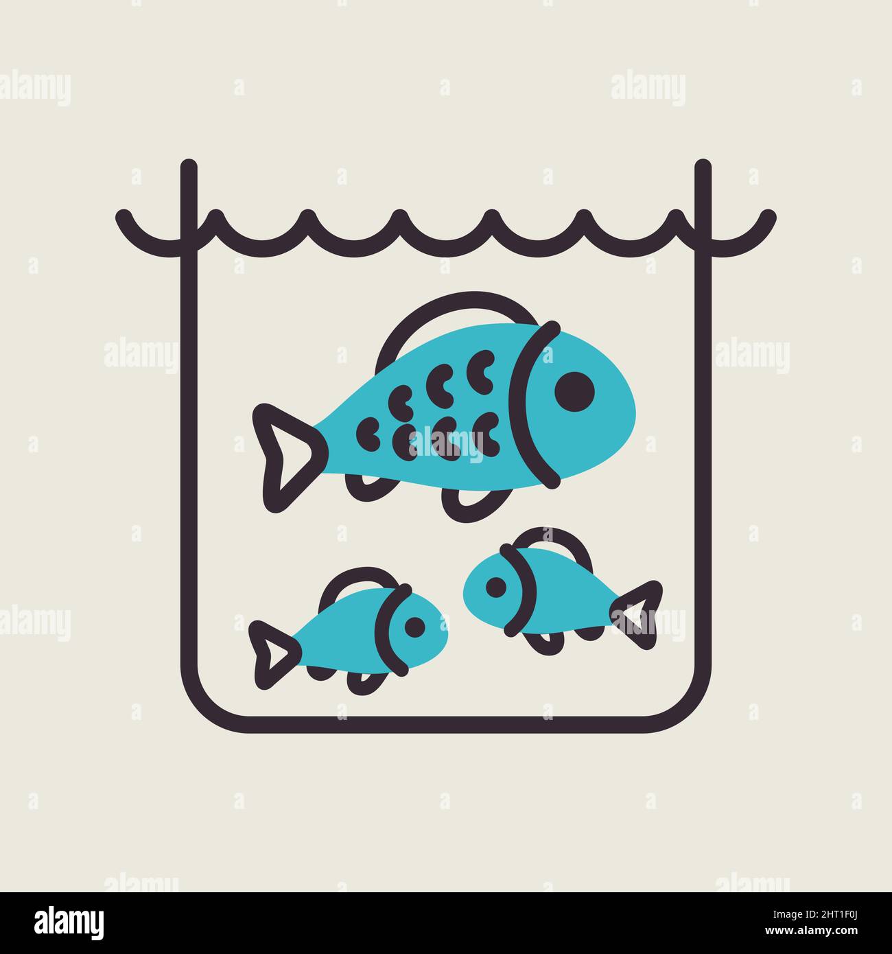 Fish in a pond or aquarium icon. Farm animal sign. Graph symbol for ...