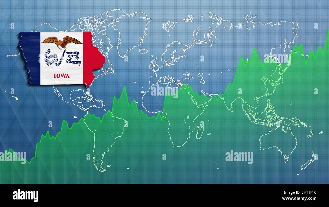 Map of Iowa, financial success, economy growth Stock Photo - Alamy