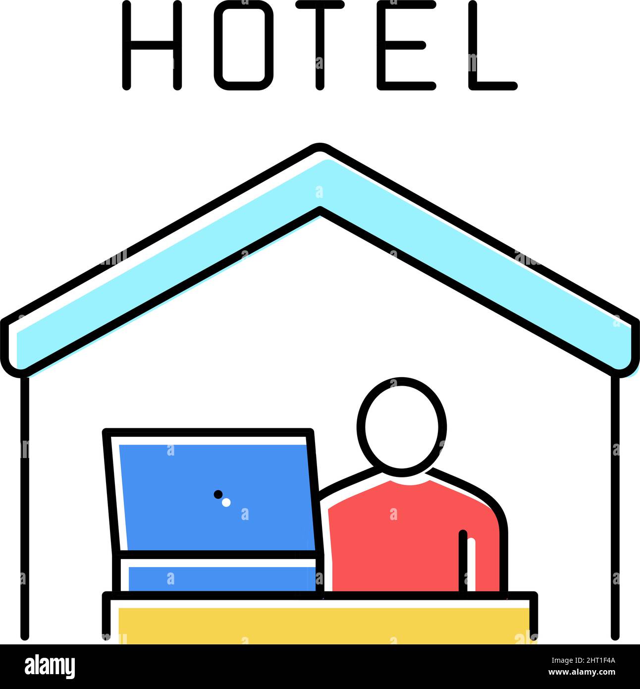 remote work in hotel color icon vector illustration Stock Vector Image ...