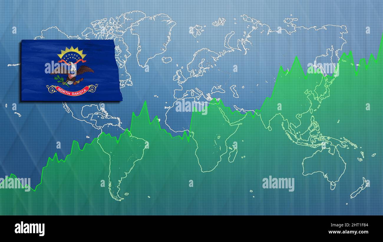 Map of North Dakota, financial success, economy growth Stock Photo - Alamy