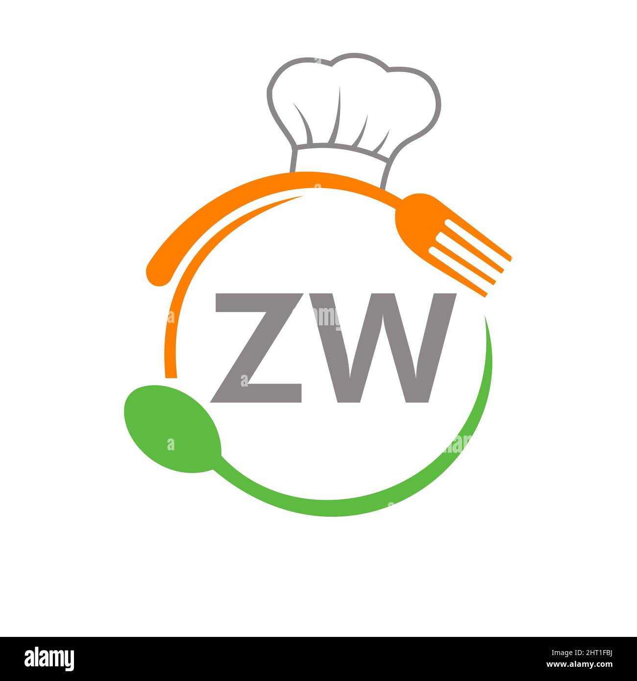 Letter ZW Restaurant Logo with Chef Hat Spoon And Fork Template ...