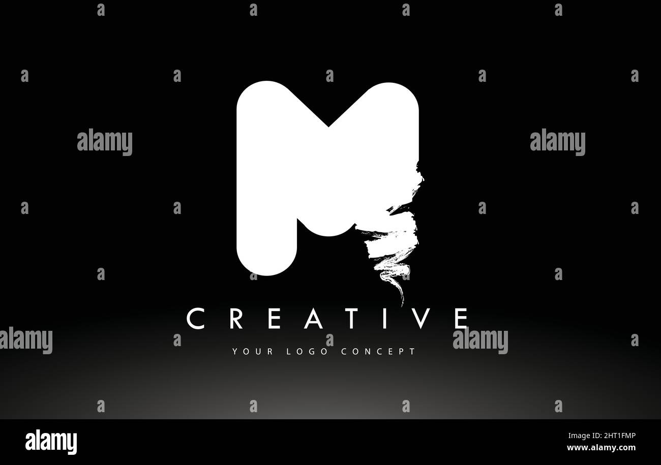 White M Brushed Letter Logo. Brush Letters design with Artistic Brush ...