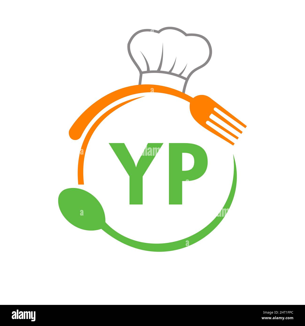 Letter YP Restaurant Logo with Chef Hat Spoon And Fork Template ...