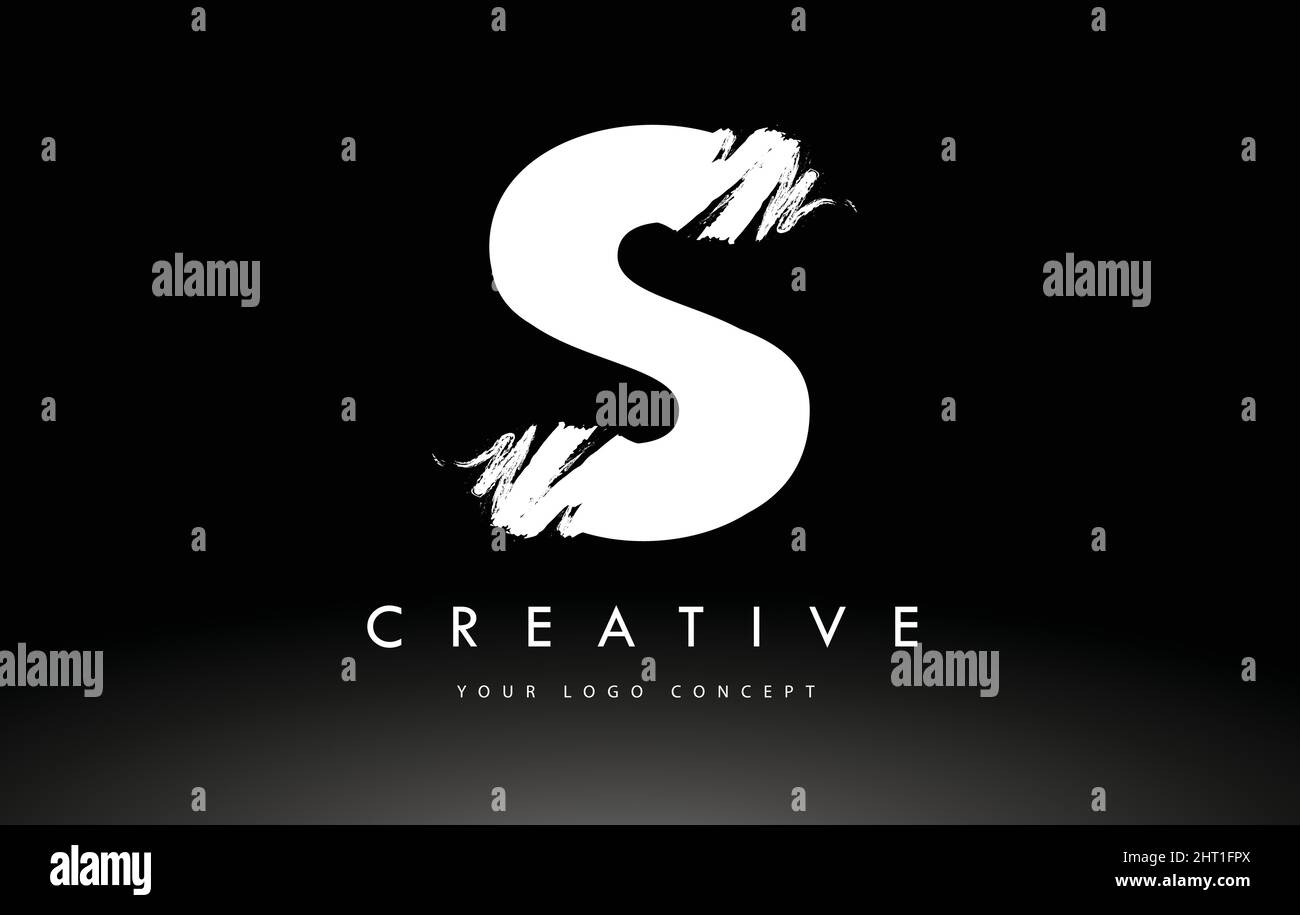 White S Brushed Letter Logo. Brush Letters design with Artistic Brush ...