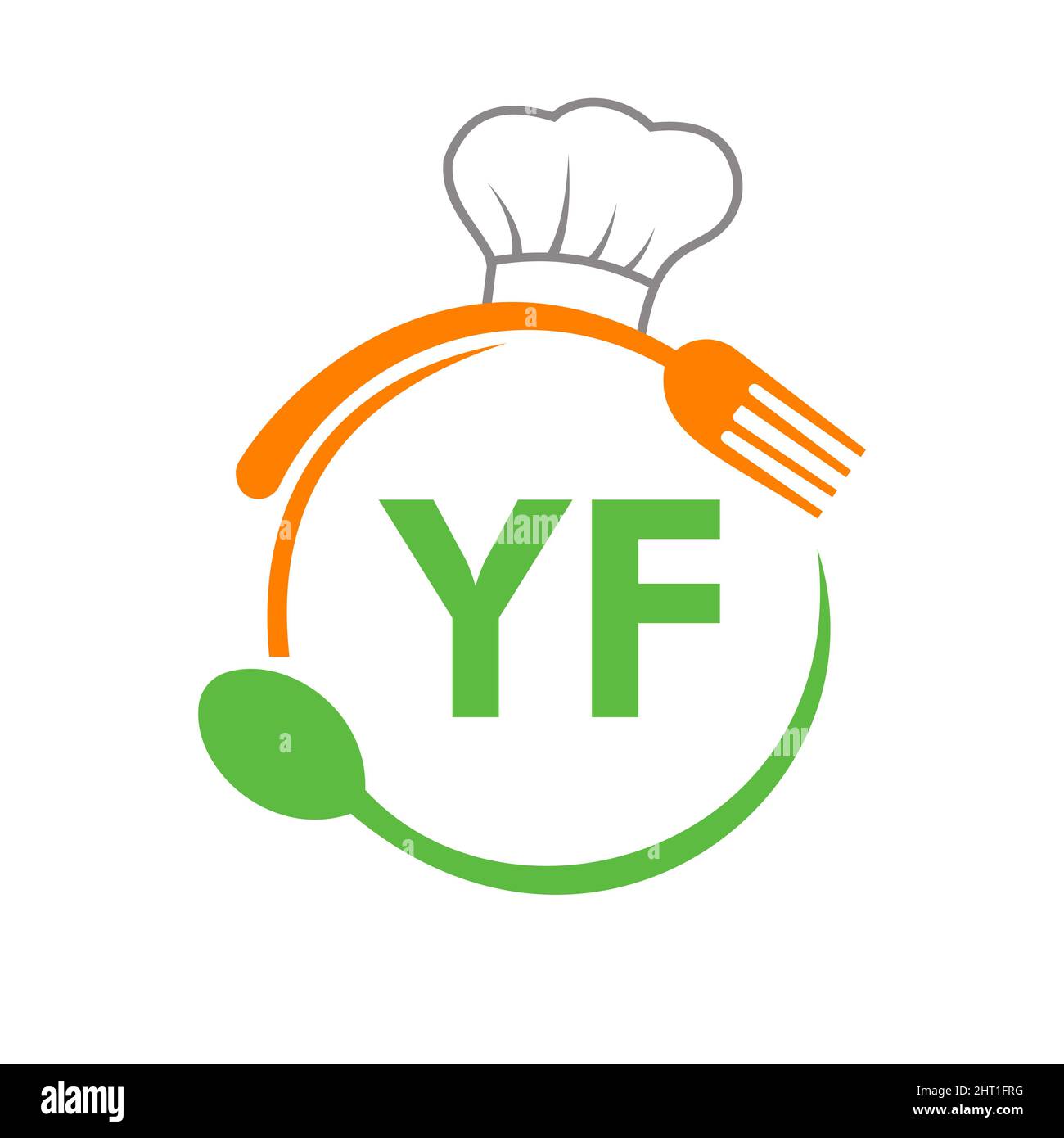 Letter YF Restaurant Logo with Chef Hat Spoon And Fork Template ...