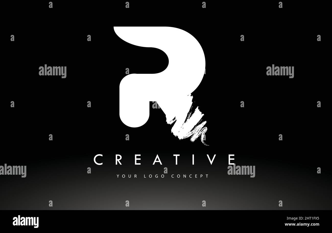 White R Brushed Letter Logo. Brush Letters design with Artistic Brush ...