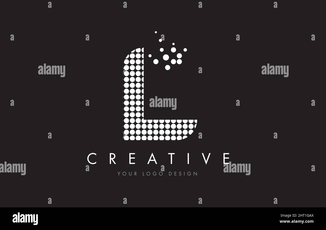 L Dots Letter Logo Design with White Bubble Circles and Swoosh Stock ...