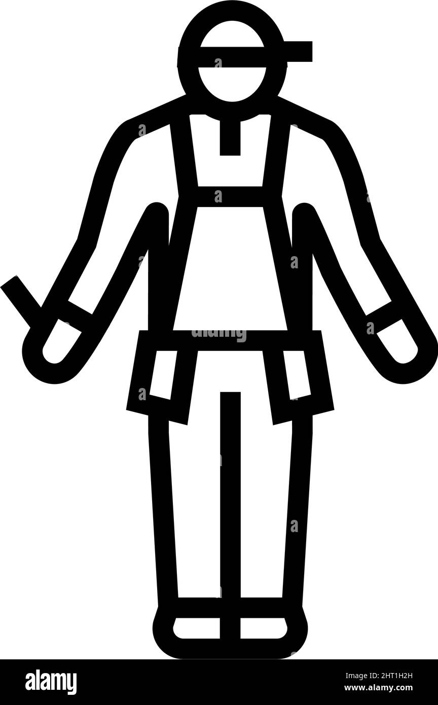 worker builder line icon vector illustration Stock Vector Image & Art ...