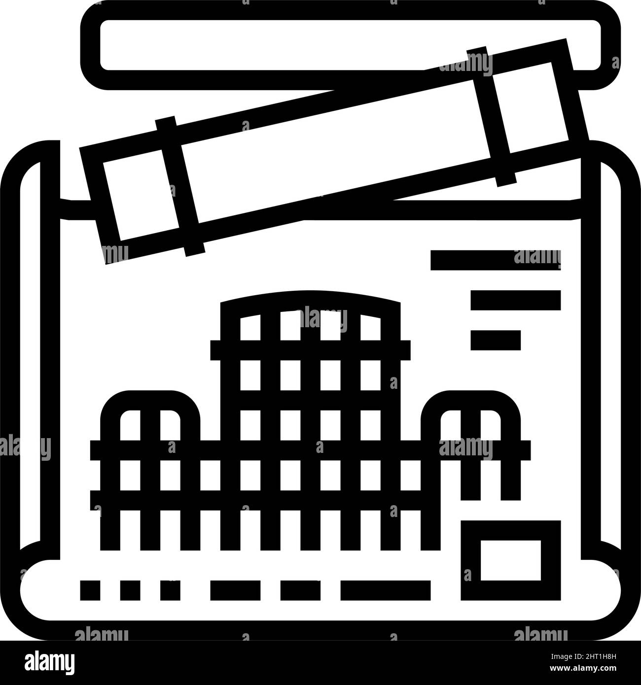 engineer project blueprint line icon vector illustration Stock Vector ...