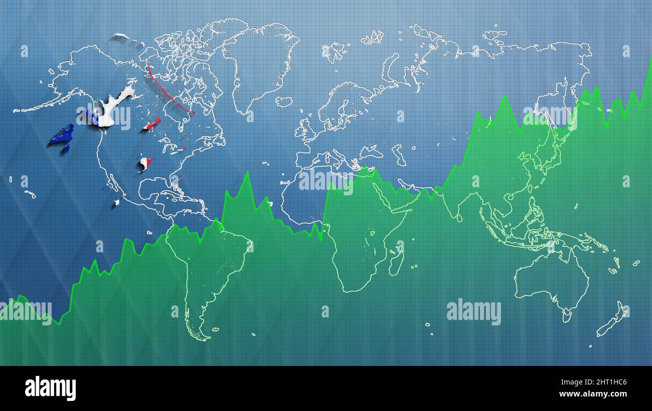 Map of French Polynesia, financial success, economy growth Stock Photo ...