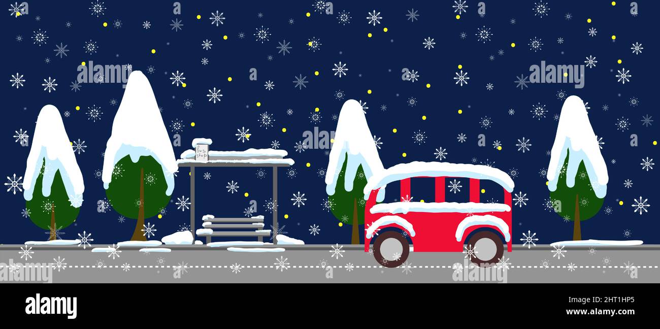 Village in snow covered landscape Stock Vector Images - Alamy