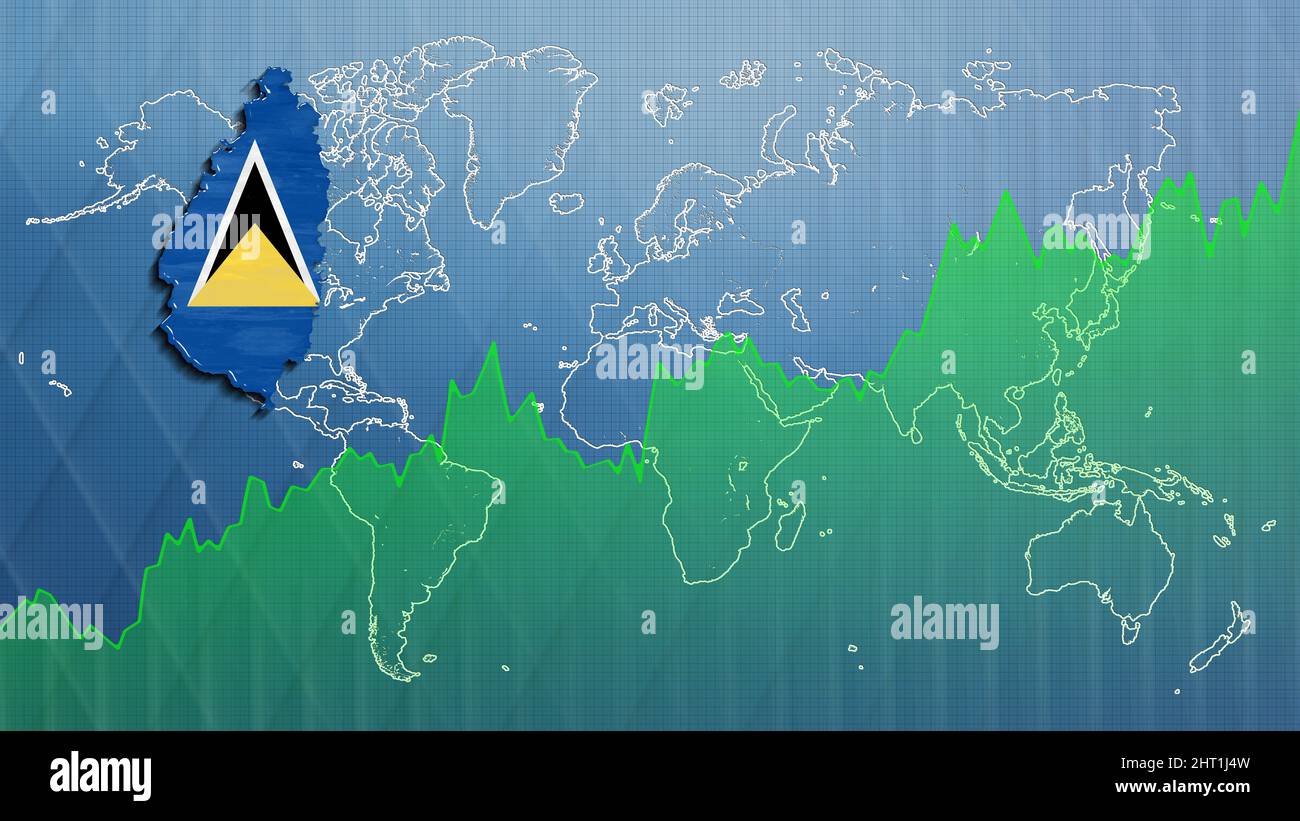 Map of Saint Lucia, financial success, economy growth Stock Photo - Alamy