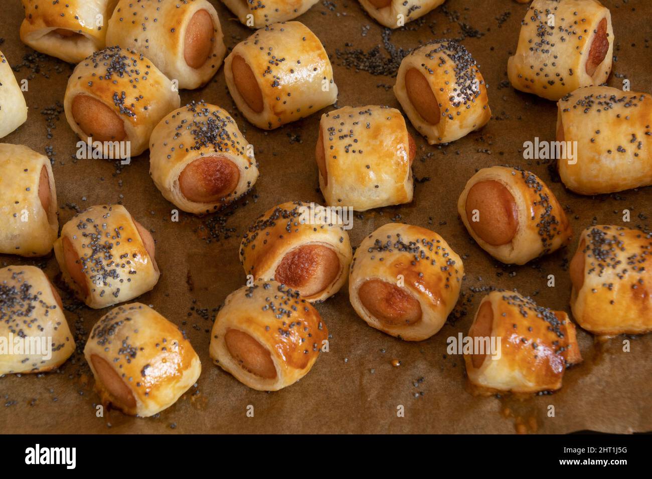 poppy seed sausage puff Stock Photo - Alamy