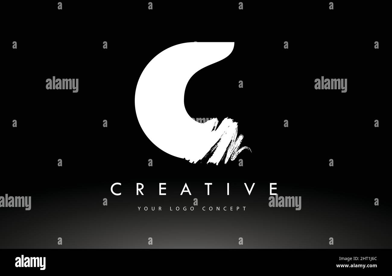 White C Brushed Letter Logo. Brush Letters design with Artistic Brush ...