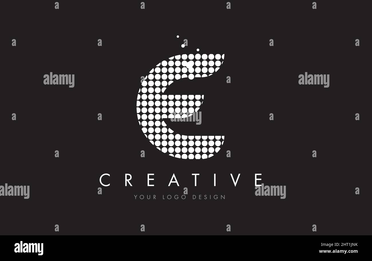 E Dots Letter Logo Design with White Bubble Circles and Swoosh Stock ...