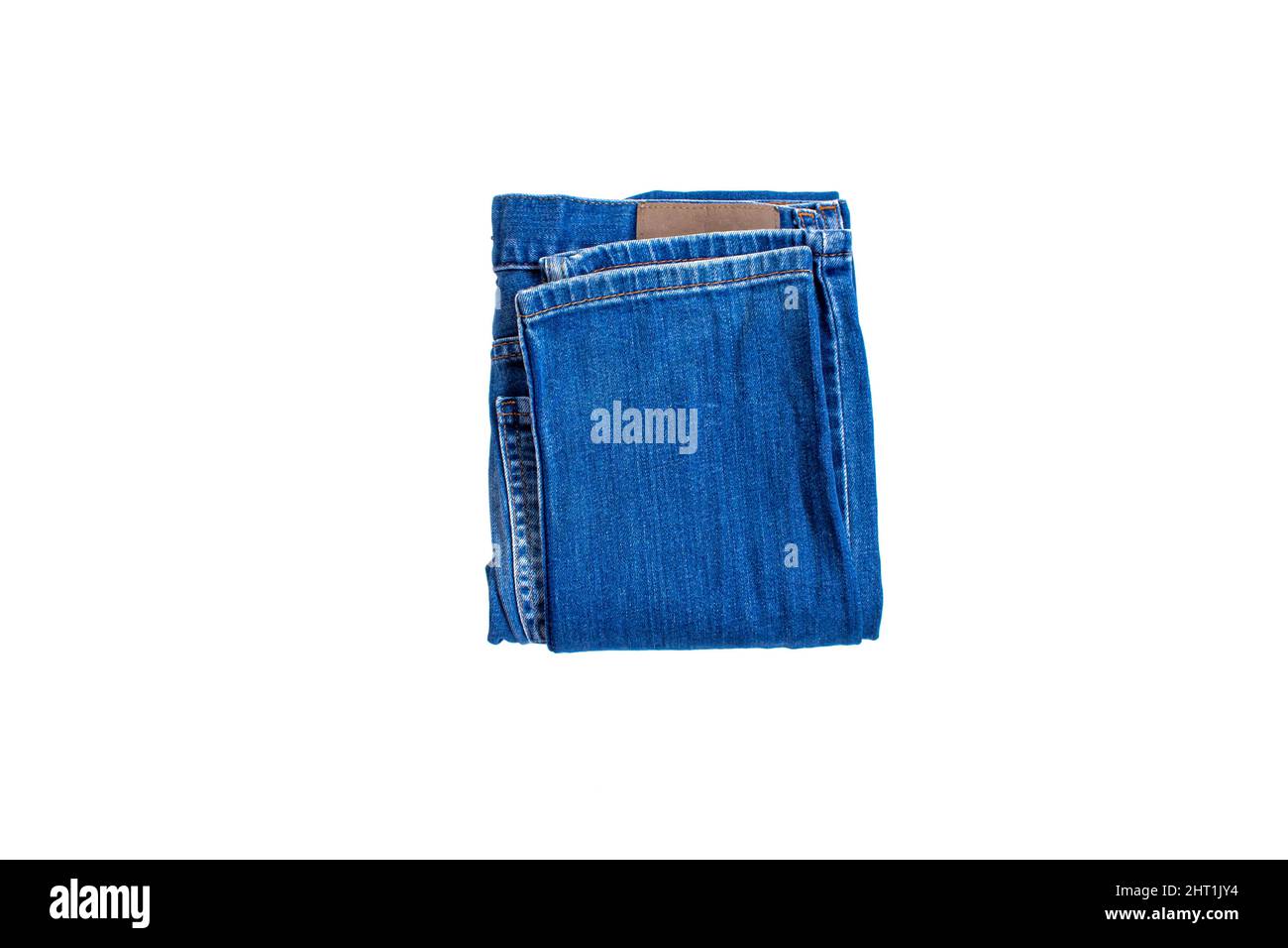 Top view folded blue jean isolated on white background Stock Photo - Alamy