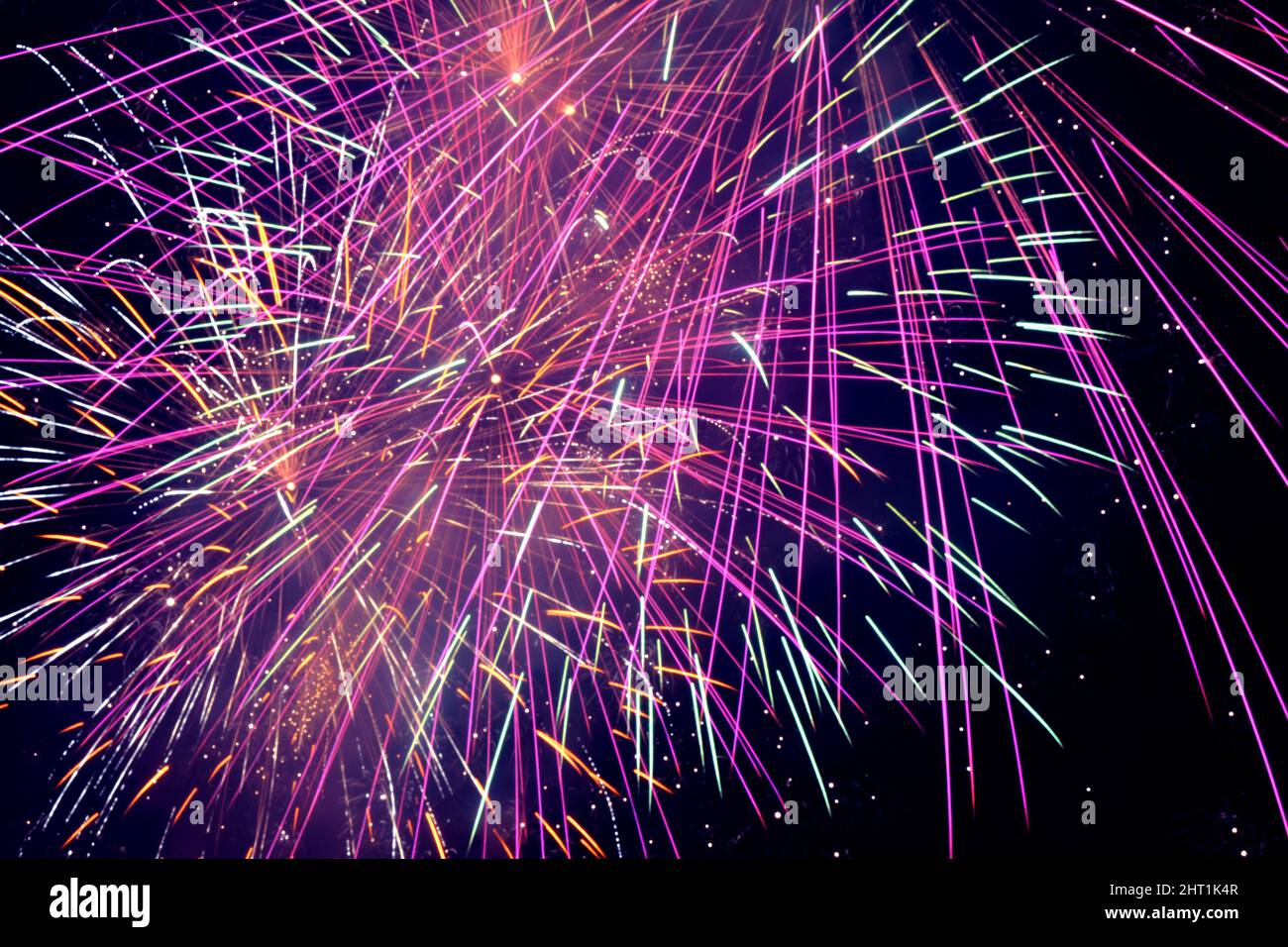 Purple fireworks in a dark sky. Purple festive firecracker.Bright ...