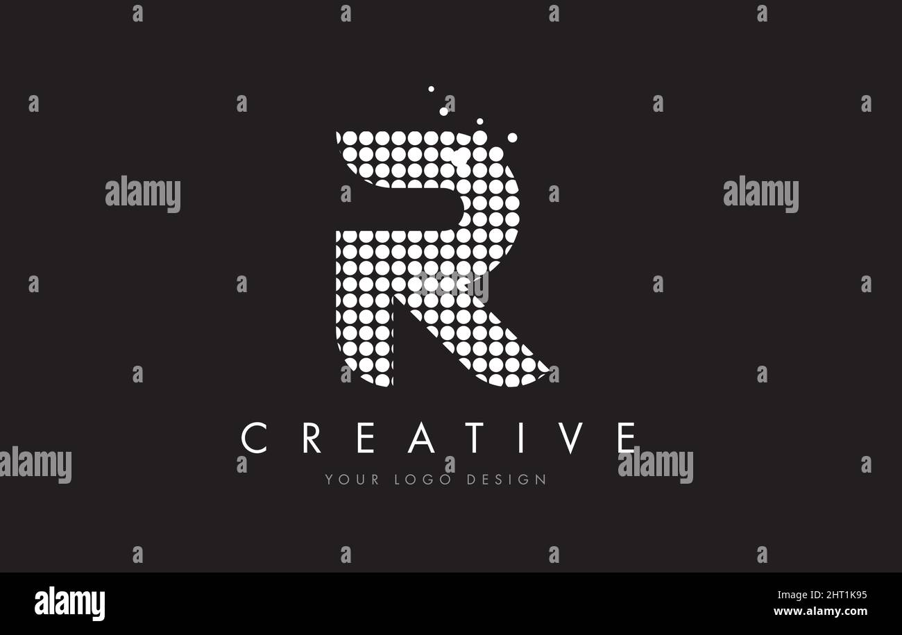 R Dots Letter Logo Design with White Bubble Circles and Swoosh Stock ...