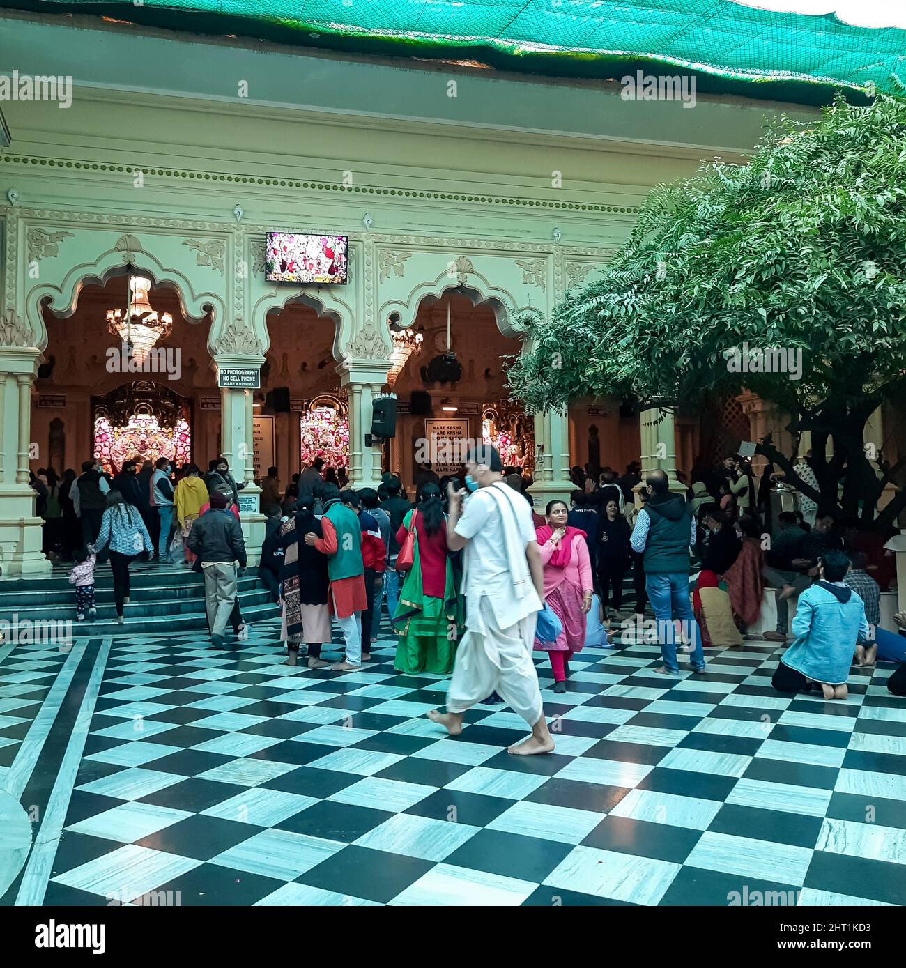 Vrindavan, India, February 12 2022 - Pilgrims in ISCON temple during ...