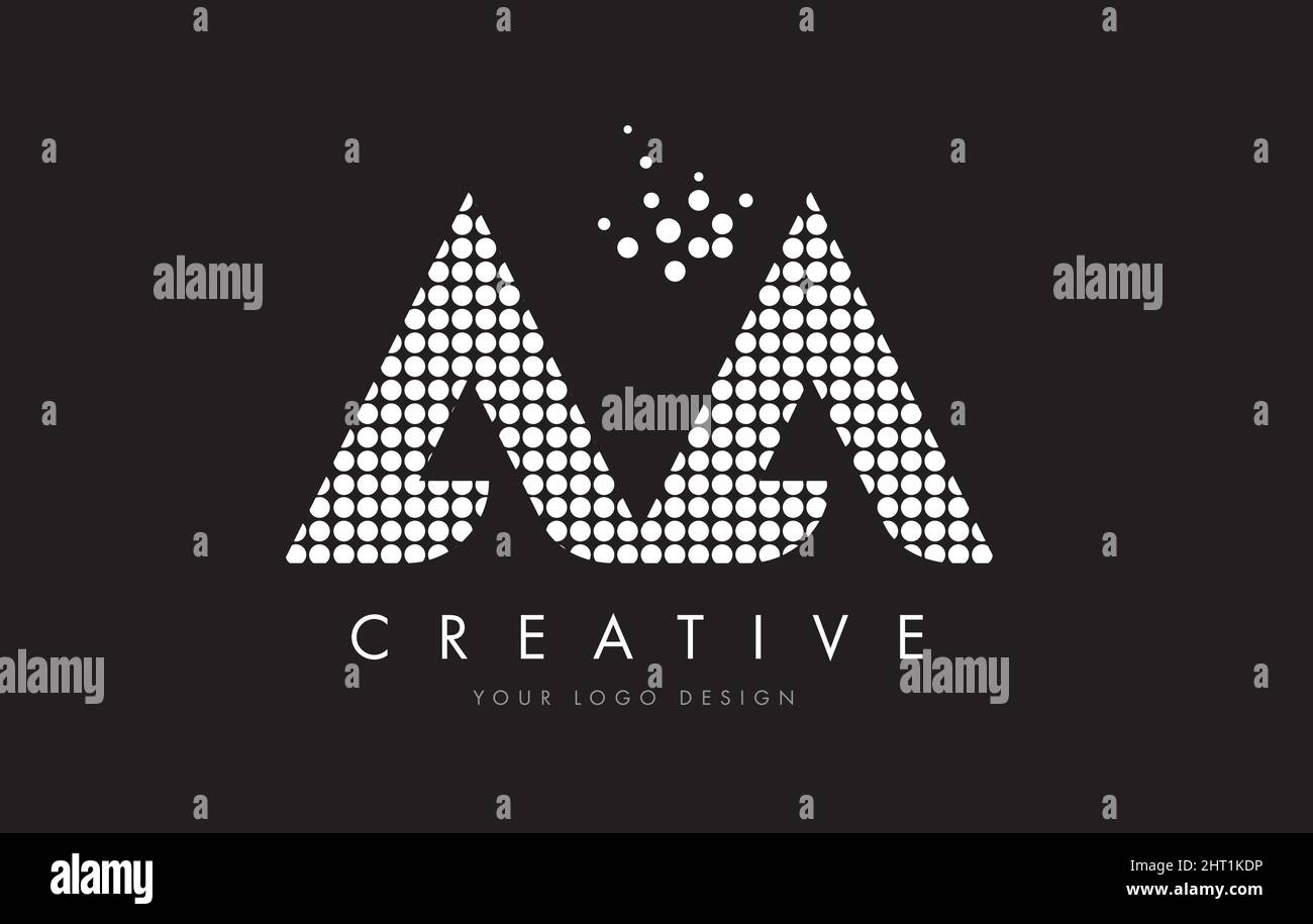 AA A Dots Letter Logo Design with White Bubble Circles and Swoosh Stock ...