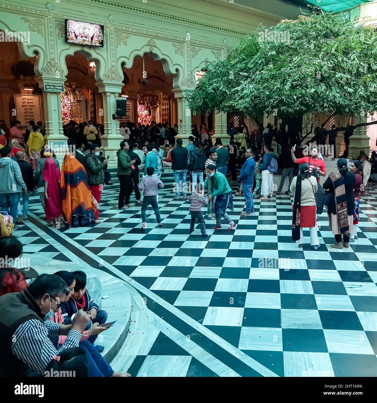 Vrindavan, India, February 12 2022 - Pilgrims in ISCON temple during ...