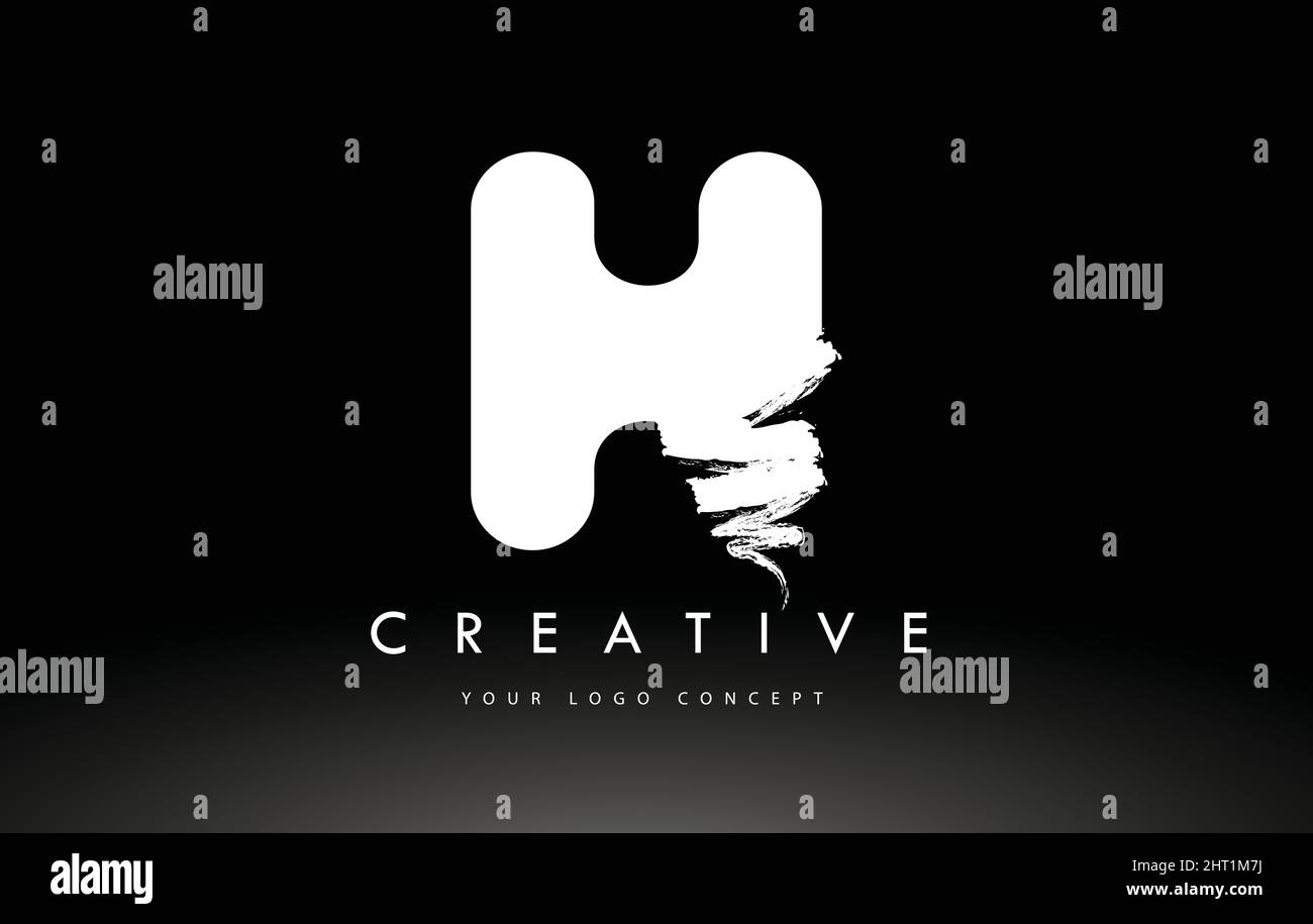 White H Brushed Letter Logo. Brush Letters design with Artistic Brush ...