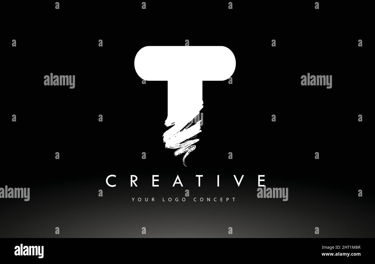 White T Brushed Letter Logo. Brush Letters design with Artistic Brush ...