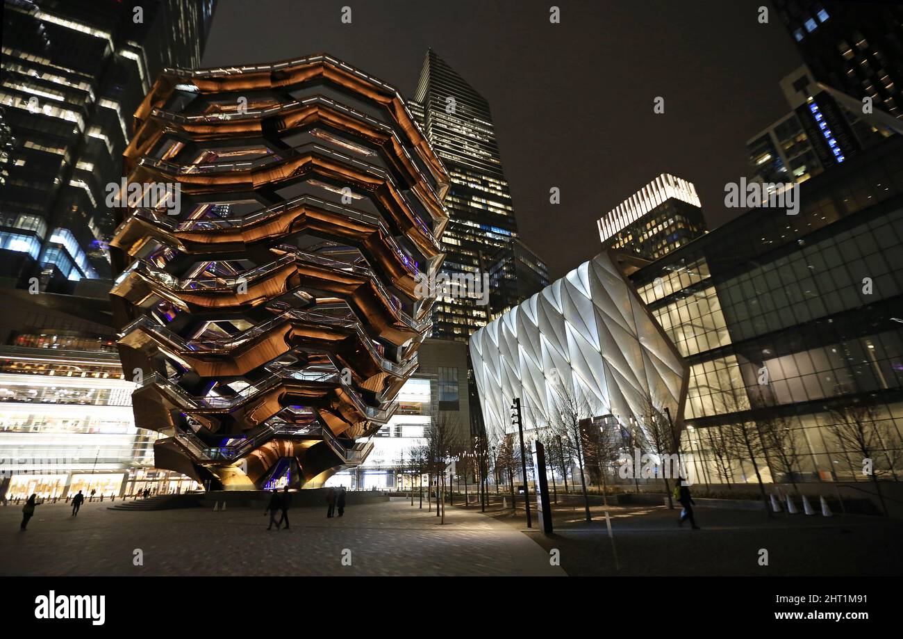 Hudson Yards at night - Vessel - New York City Stock Photo - Alamy